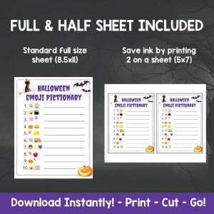 Emoji Pictionary Halloween Printable, Halloween Party Games for Kids ...