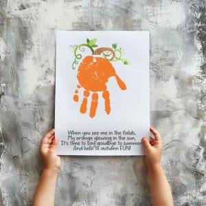 Fall Handprint Art, Thanksgiving Printable Handprint Art Pumpkin Craft ...