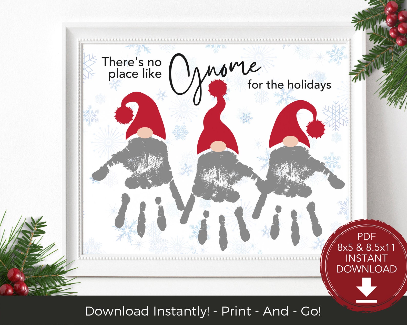 Gnome Handprint Kids Christmas Craft Baby's First - Etsy