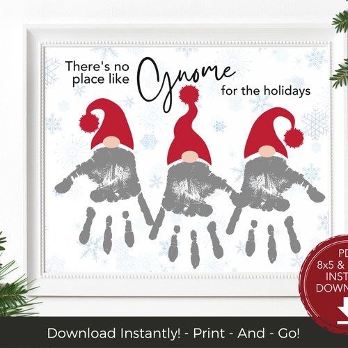 Gnome Handprint Kids Christmas Craft Baby's First - Etsy