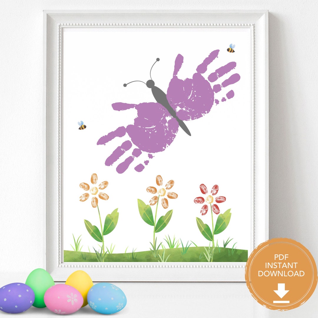 Butterfly Easter Craft, Easter Handprint Kids Craft, Baby's First ...