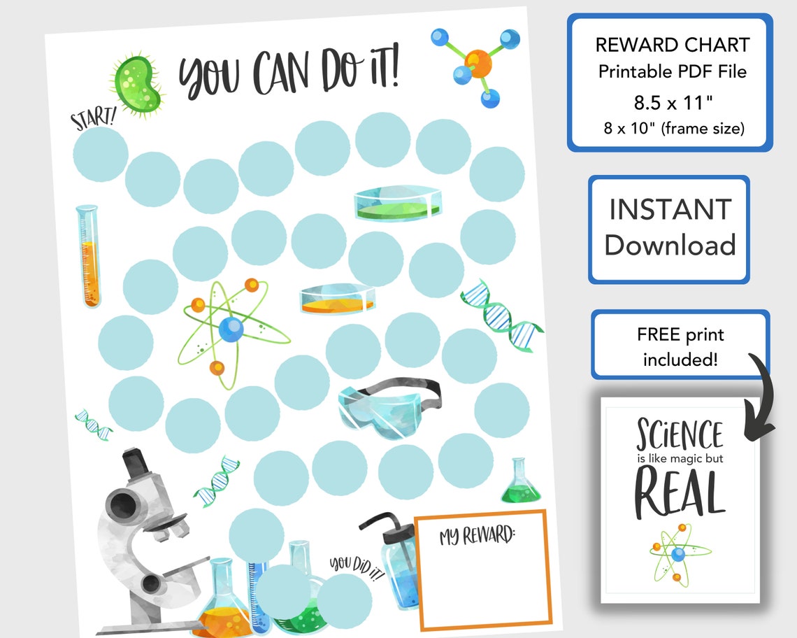 Science Reward Chart for Kids Behavior Chart Printable Chore - Etsy