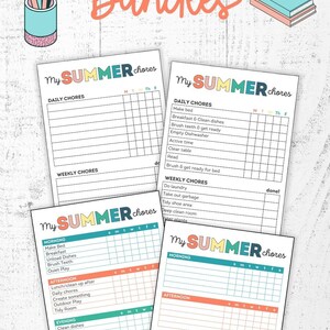 2024 Summer Calendar, Summer Planner Bundle, Kids Chore Chart, Summer ...