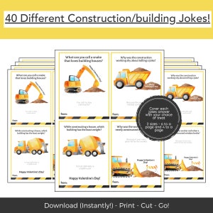 Construction Printable Valentine Cards for Kids, Kids Valentines Cards ...