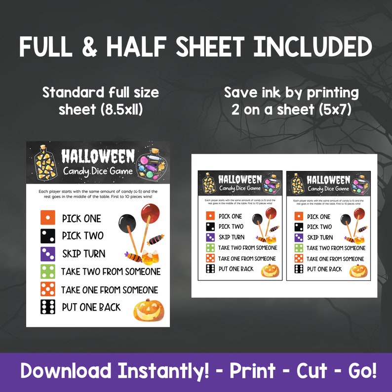 Halloween Candy Dice Games, Halloween Party Games for Kids, Halloween ...