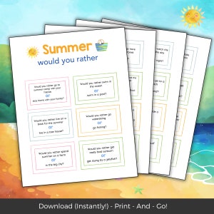 Summer Would You Rather Game for Kids, Printable Kids Activity ...
