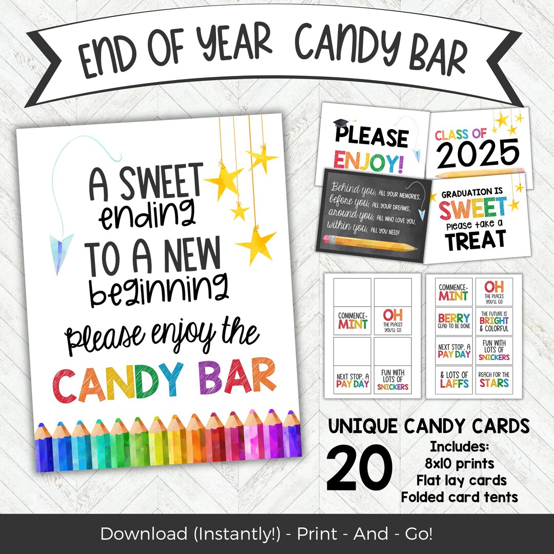 Candy Bar Sign Preschool Graduation Party, Last Day of School, Candy ...