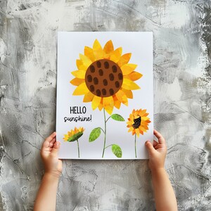 Sunflower Fingerprint Craft, Printable Summer Craft, Easy Summer Camp ...