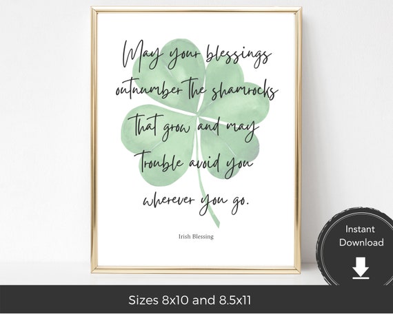 Irish Blessing St Patricks Day Wall Art Printable Decor Saint | Etsy