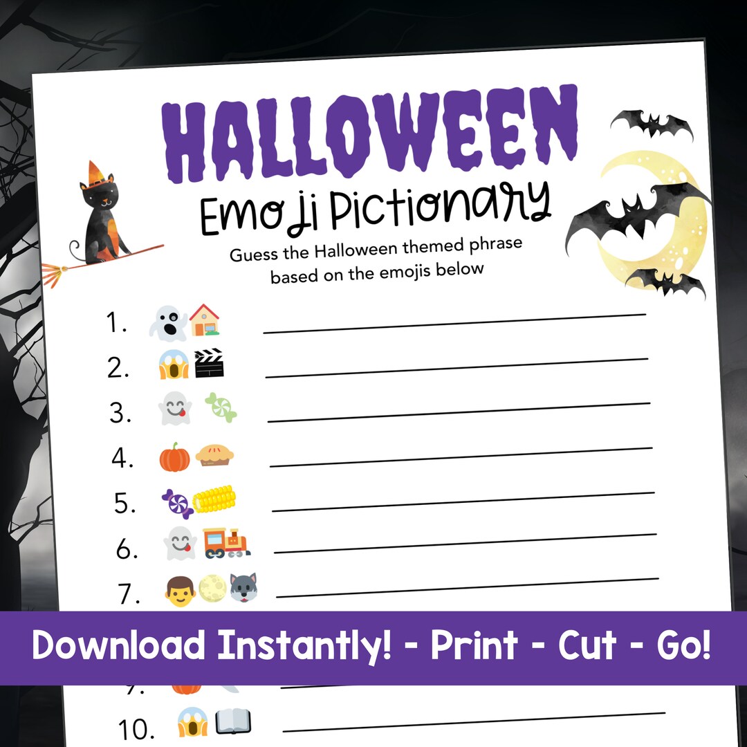 Halloween Emoji Pictionary, Halloween Printables Games for Teens and ...