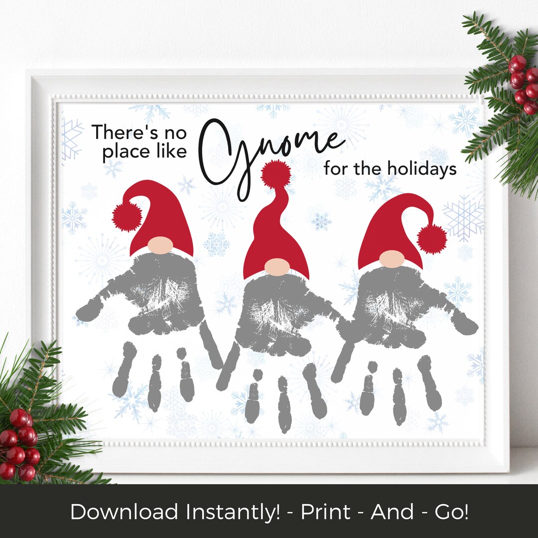 Gnome Handprint Kids Christmas Craft, Baby's First Christmas, Toddler ...