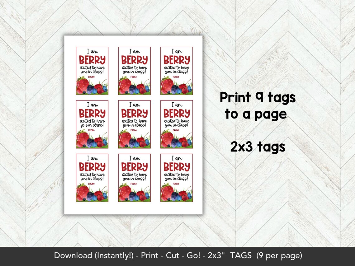 Berry Fruit Snacks Treat Gift Tag, Back to School Gift Tag, Meet the ...