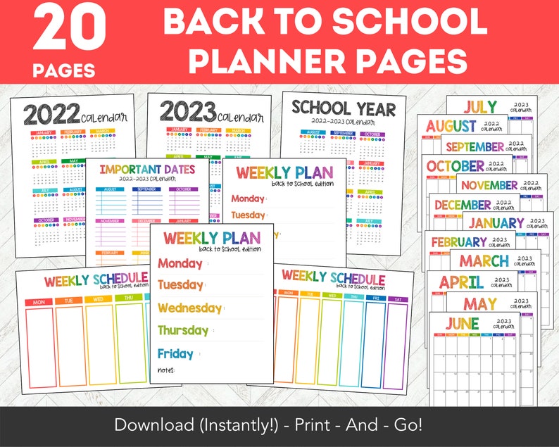 2022-2023 Editable Printable Calendar Back to School Planner - Etsy