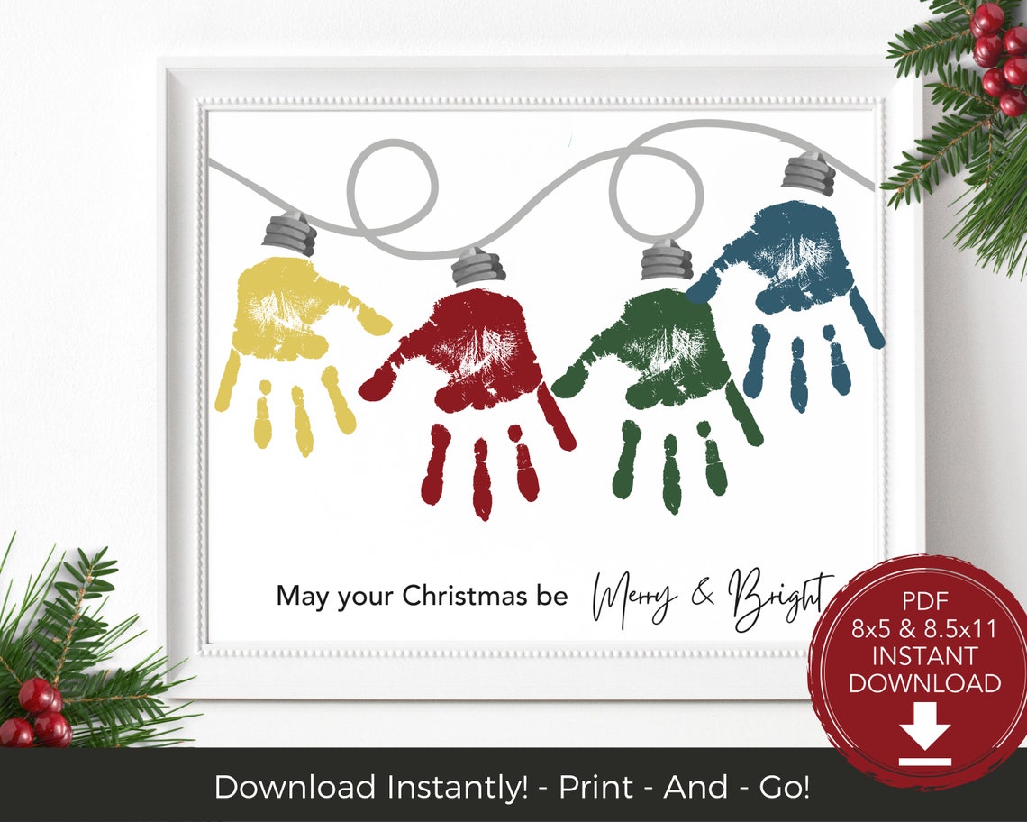 Christmas Lights Handprint Kids Christmas Craft, Baby's First Christmas ...
