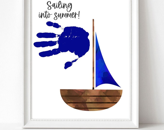 Handprint Sail Boat Craft, Printable Summer Handprint Art, End of ...