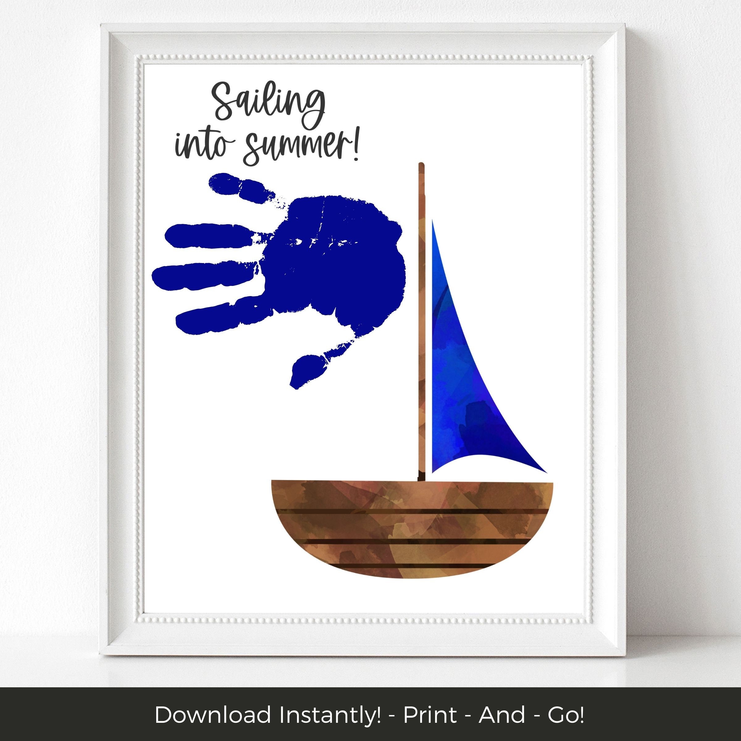 Handprint Sail Boat Craft, Printable Summer Handprint Art, End of ...