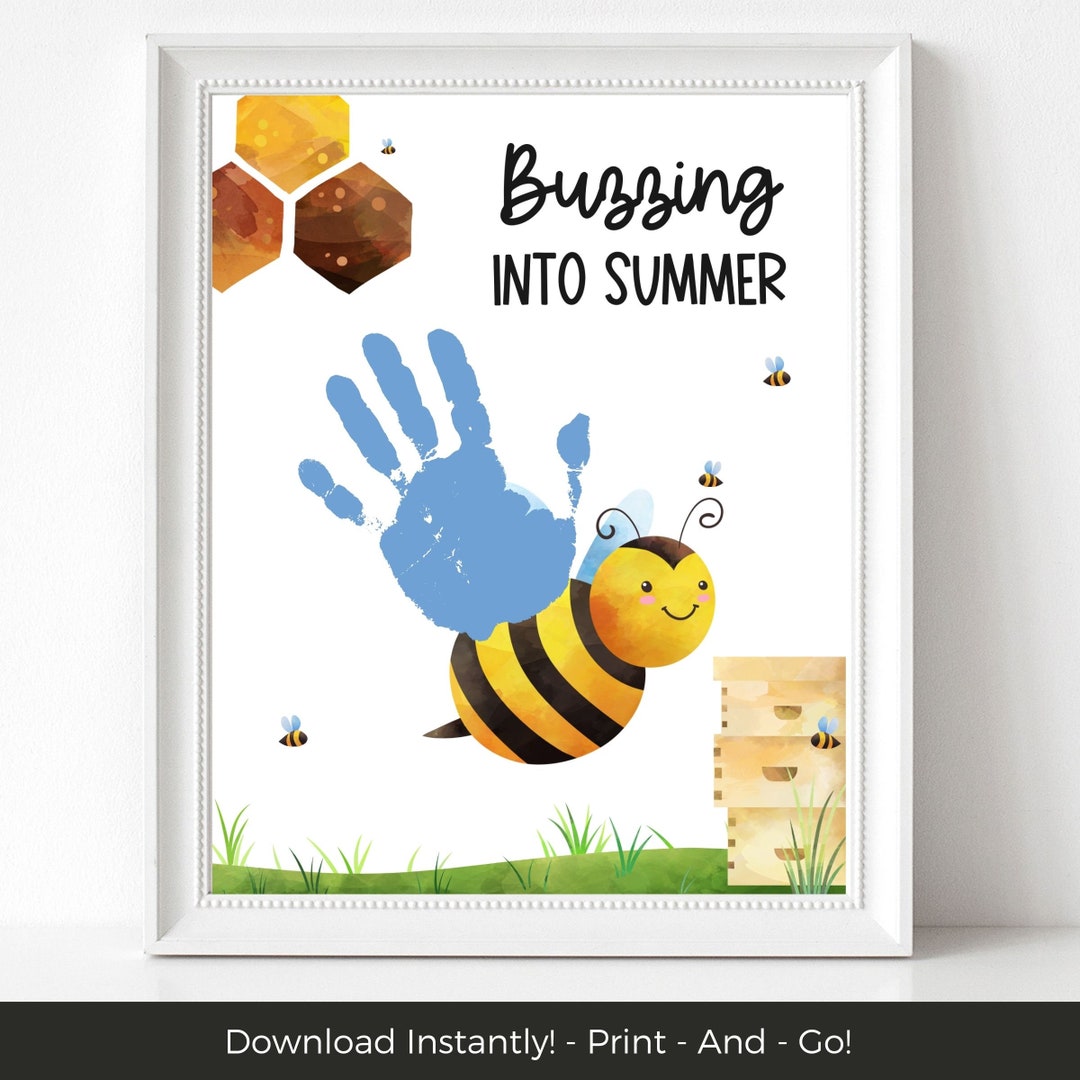 Honey Bee Handprint Art, Summer Printable Handprint Craft Bumble Bee ...