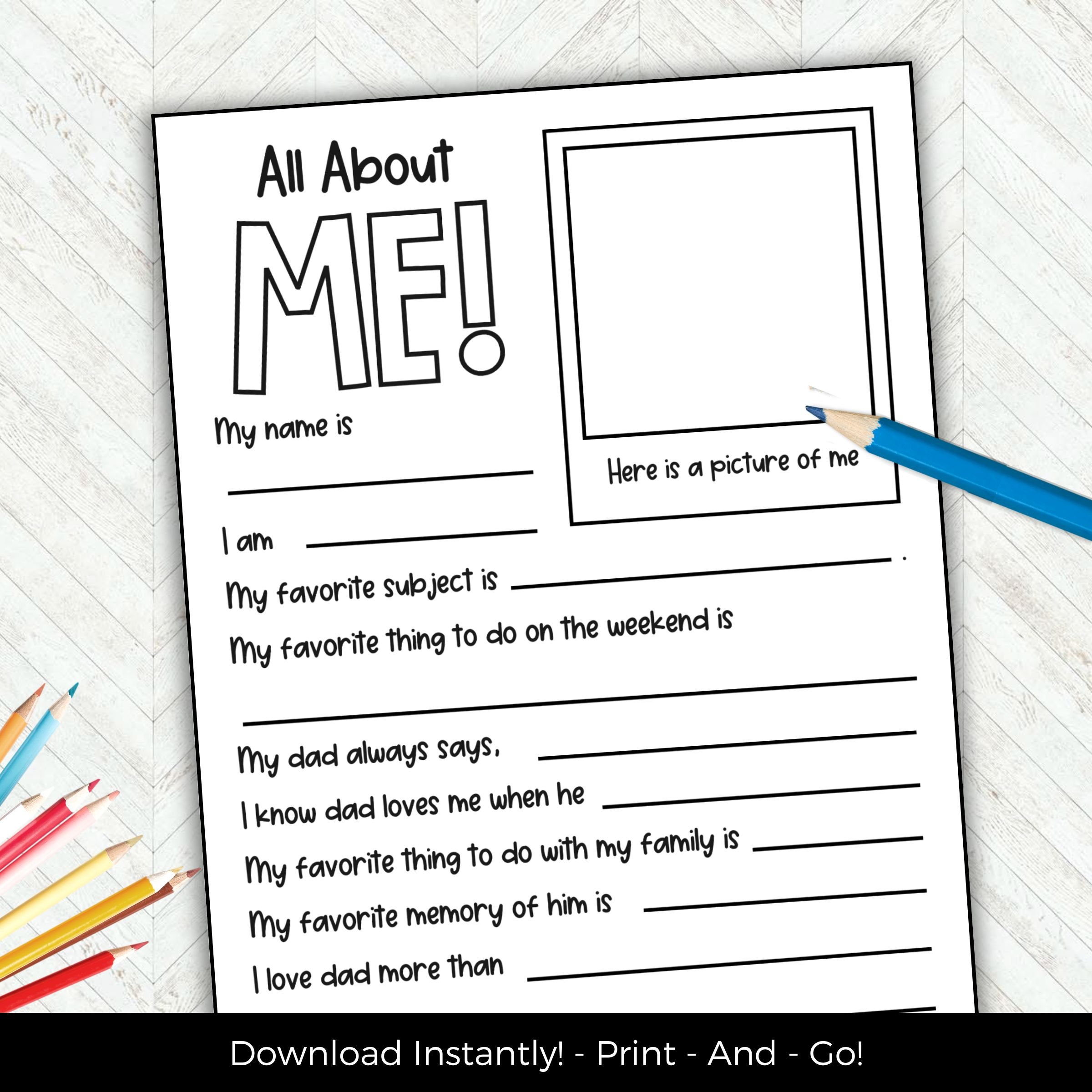 All About Me Printable, Back to School Questionnaire, First Day of ...