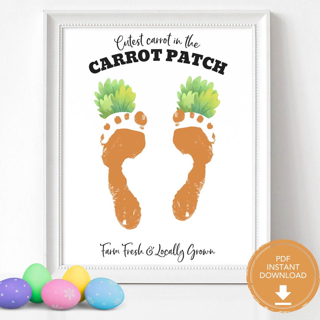 Carrot Patch Easter Craft, Easter Footprint Kids Craft, Baby's First ...
