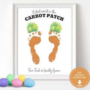Carrot Patch Easter Craft, Easter Footprint Kids Craft, Baby's First ...