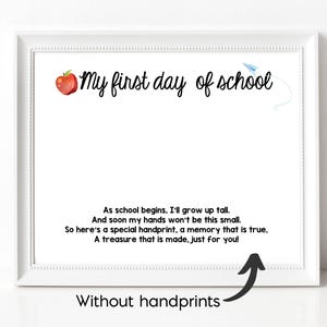 Handprint Craft Back to School Printable, First Day of School Handprint ...