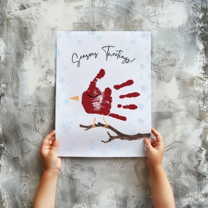 Red Robin Bird Handprint Christmas Craft DIY , Baby's First Christmas ...