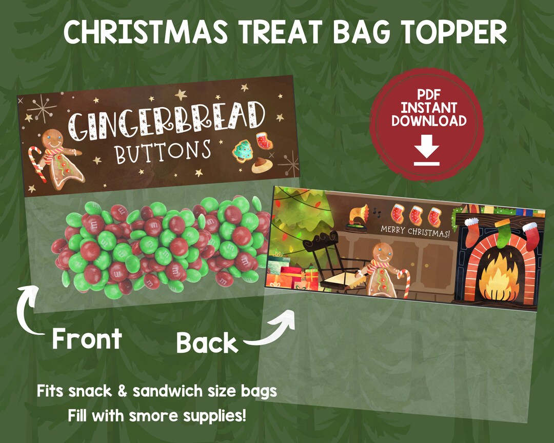DIY Treat Bag Toppers, Teacher or Class Christmas Gift, Christmas Party ...