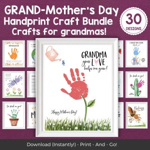 Mothers Day Handprint Art Bundle for Grandma, Grand Mothers Day ...
