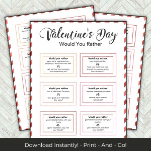 Valentines Would You Rather Game, Valentines Game for Kids, PDF Instant ...
