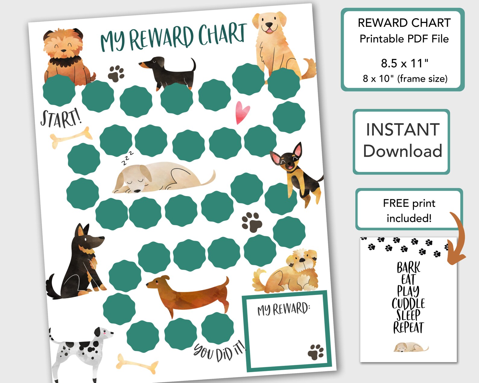 Puppy Dog Reward Chart for Kids Behavior Chart Printable - Etsy