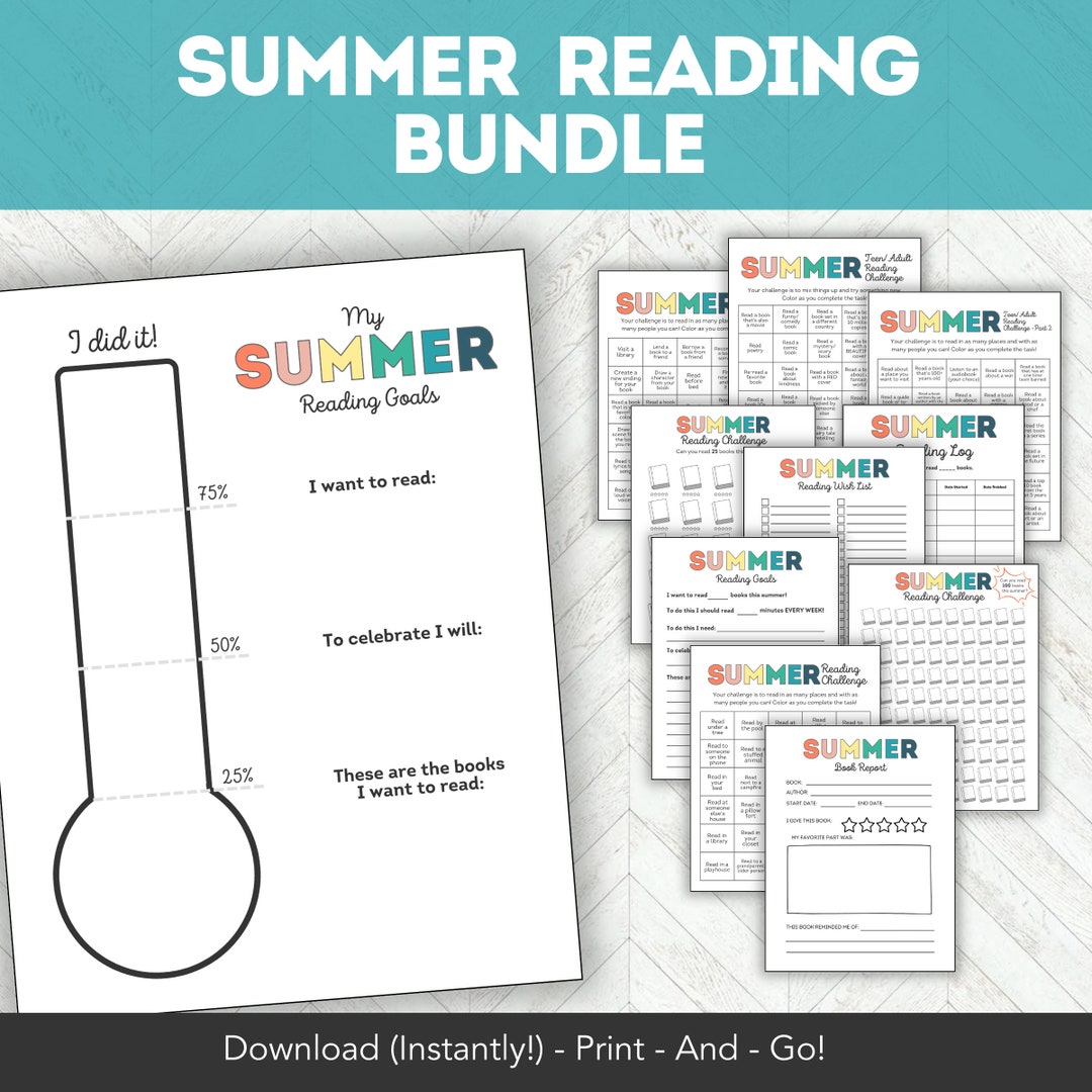 Summer Reading Challenge Printable, Teen, Adult or Kids Reading Journal ...