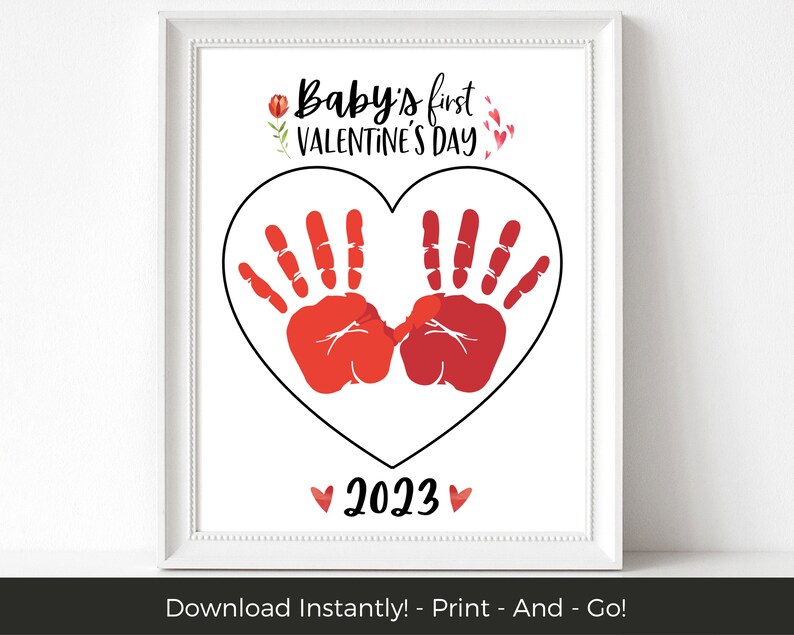 Babys First Valentines Day Printable Valentine Baby Handprint - Etsy