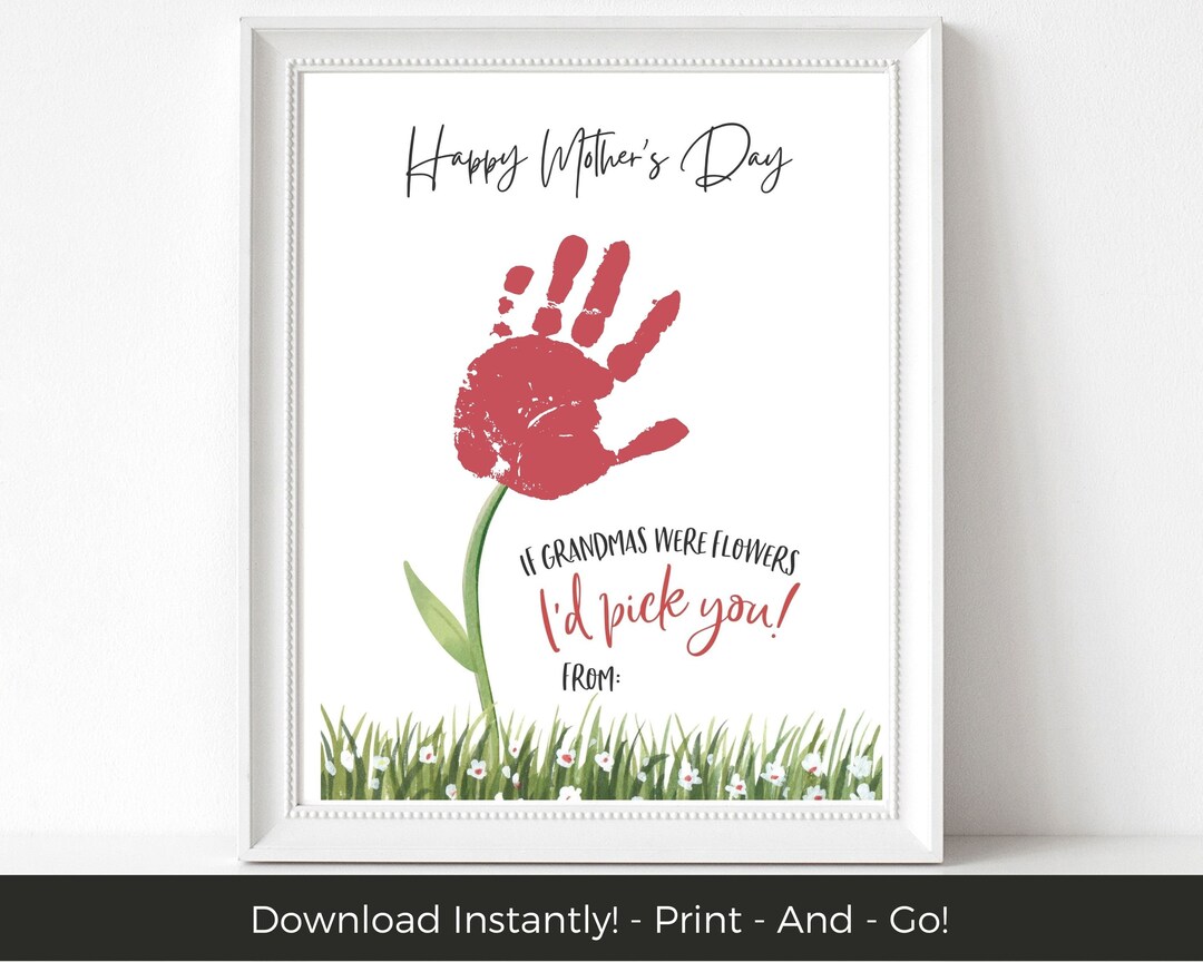 Mothers Day Handprint Art, DIY Mothers Day Gift for Grandma, Gift From ...