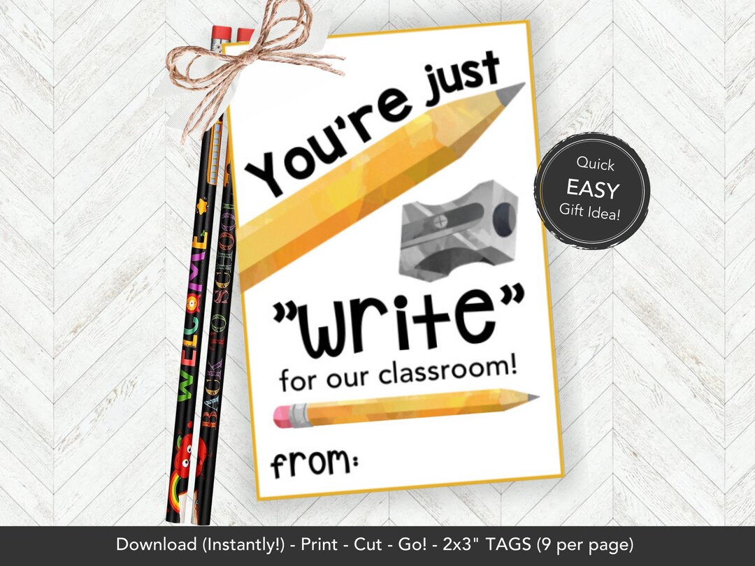 Pencil Gift Tag Printable, Meet the Teacher, Back to School Night or ...