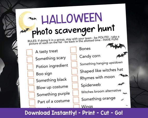Photo Halloween Scavenger Hunt for Teens or Adults Halloween - Etsy