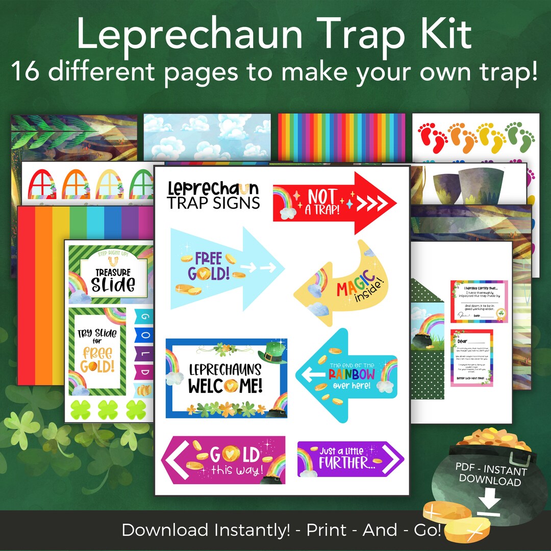 Leprechaun Trap Kit Printable, St Patricks Day Activities for Kids ...