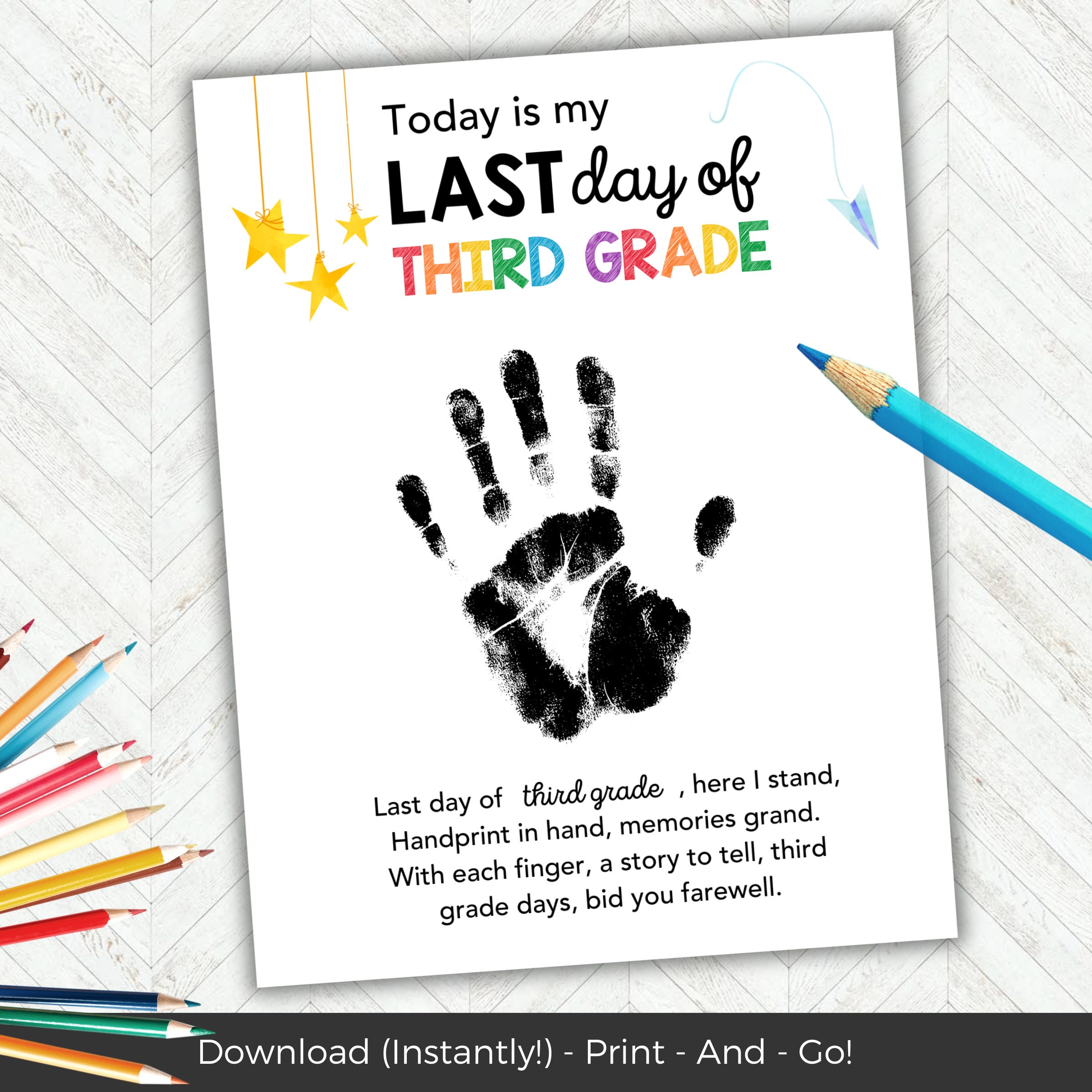 Third Grade Handprint Craft, Goodbye Third Grade, Last Day 3rd Grade ...