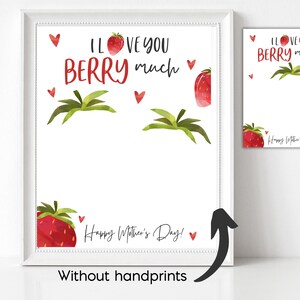 Strawberry Handprint, Printable Mothers Day Keepsake, Grandma Mothers ...