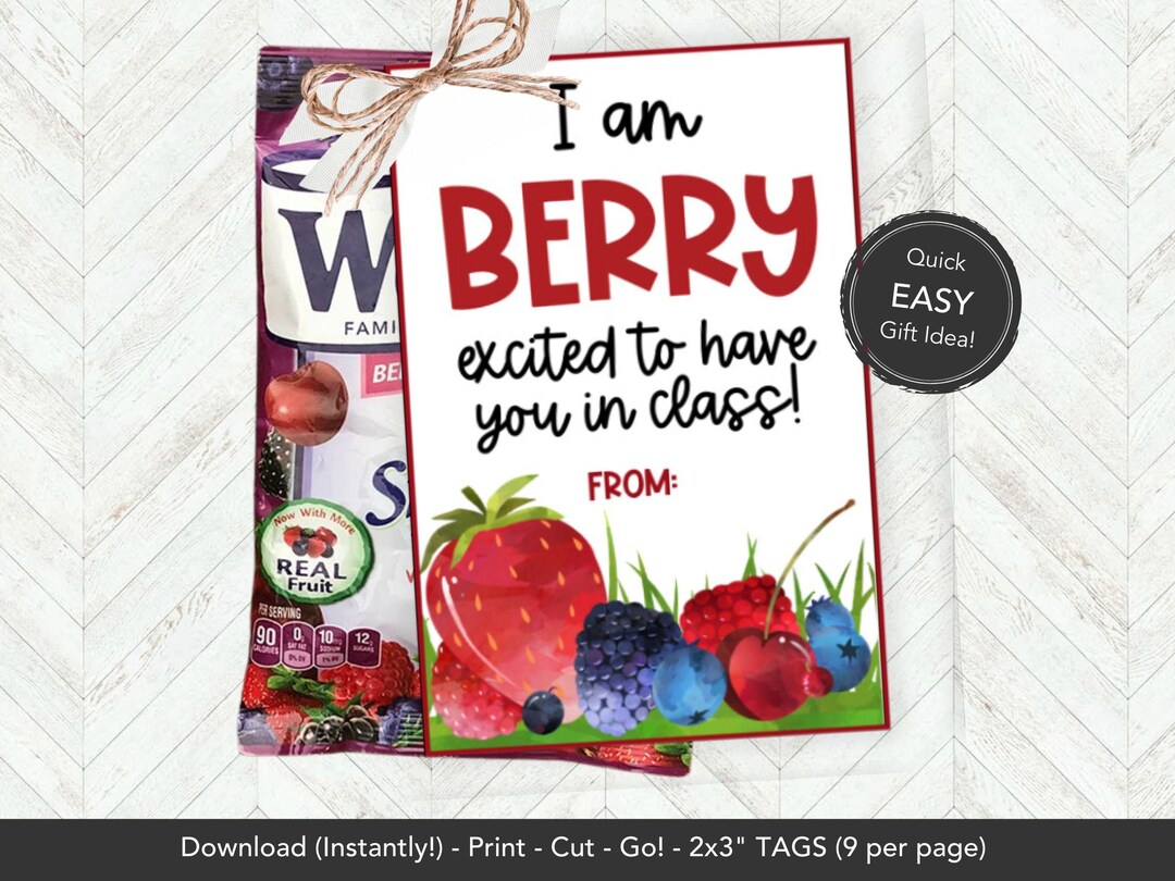 Berry Fruit Snacks Treat Gift Tag, Back to School Gift Tag, Meet the ...