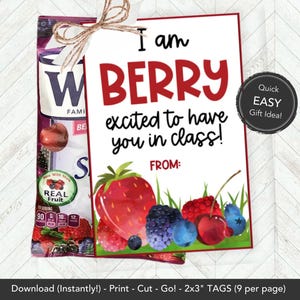 Berry Fruit Snacks Treat Gift Tag, Back to School Gift Tag, Meet the ...