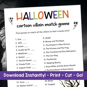 Villain Trivia Game Halloween Printable, Halloween Party Games for Kids ...