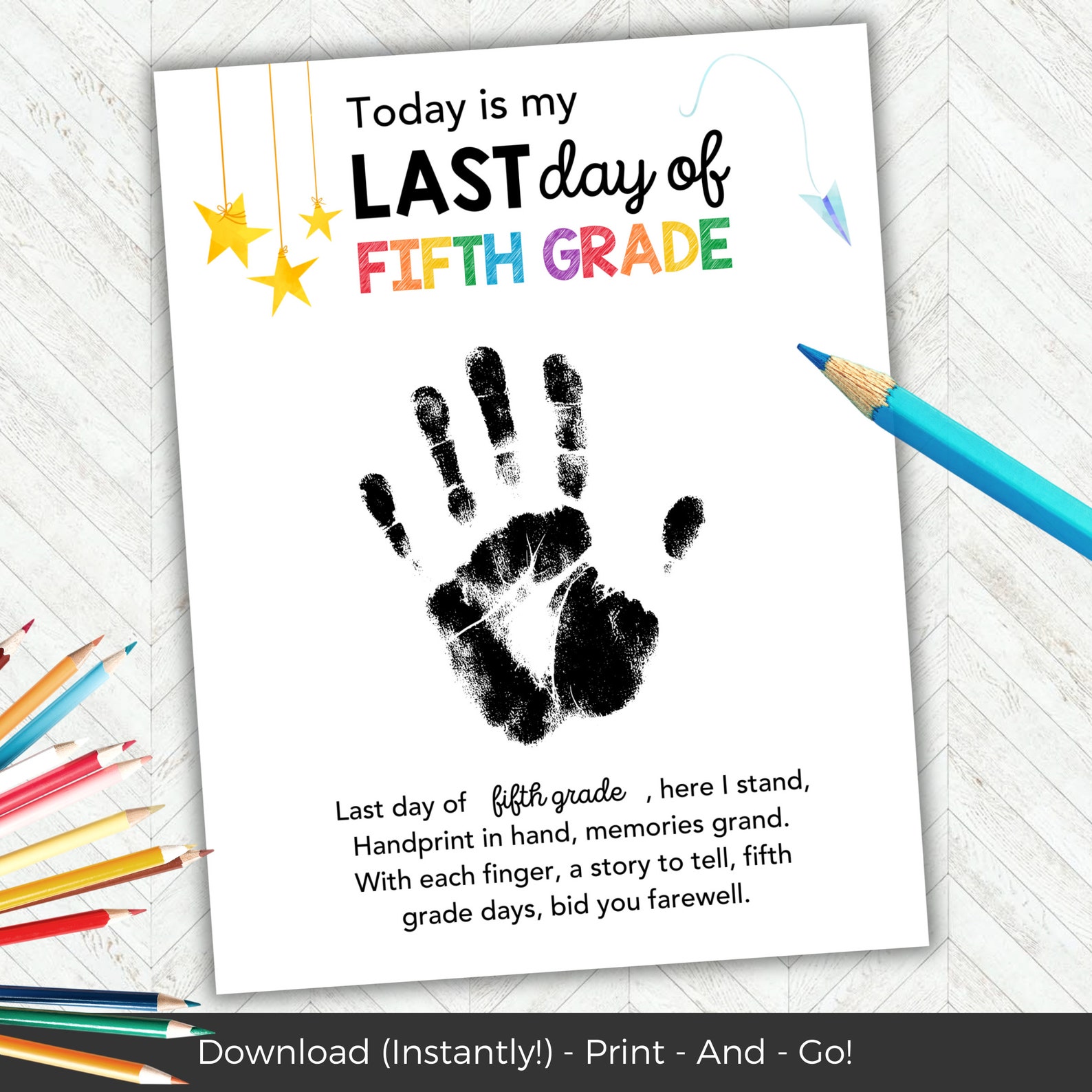Fifth Grade Handprint Craft, Goodbye Fifth Grade, Last Day 5th Grade ...