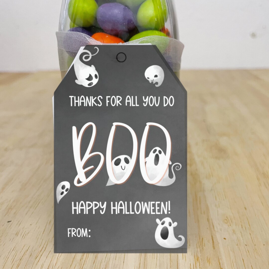 Thank You Gift Tag Printable Halloween Treat Gift Tag, Halloween Gift ...