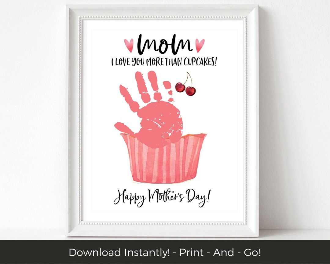 Cupcake Handprint, Printable Mothers Day Keepsake, Grandma Mothers Day ...