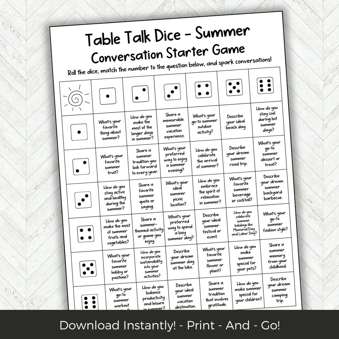 Summer Conversation Starters, Icebreaker Questions Team Building Games ...