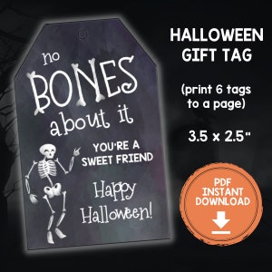 Skeleton Printable Halloween Treat Bag Gift Tag, Halloween Gift Tags ...