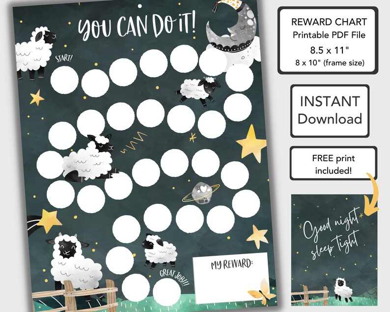 Bedtime Sheep Reward Chart for Kids Behavior Chart Printable - Etsy