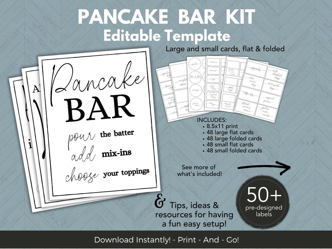 Pancake Bar Kit, Pancake Bar Sign for Christmas, Wedding, Birthday ...