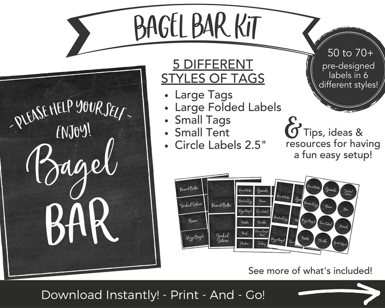 Bagel Bar Kit Bagel Bar Sign for Christmas Wedding - Etsy