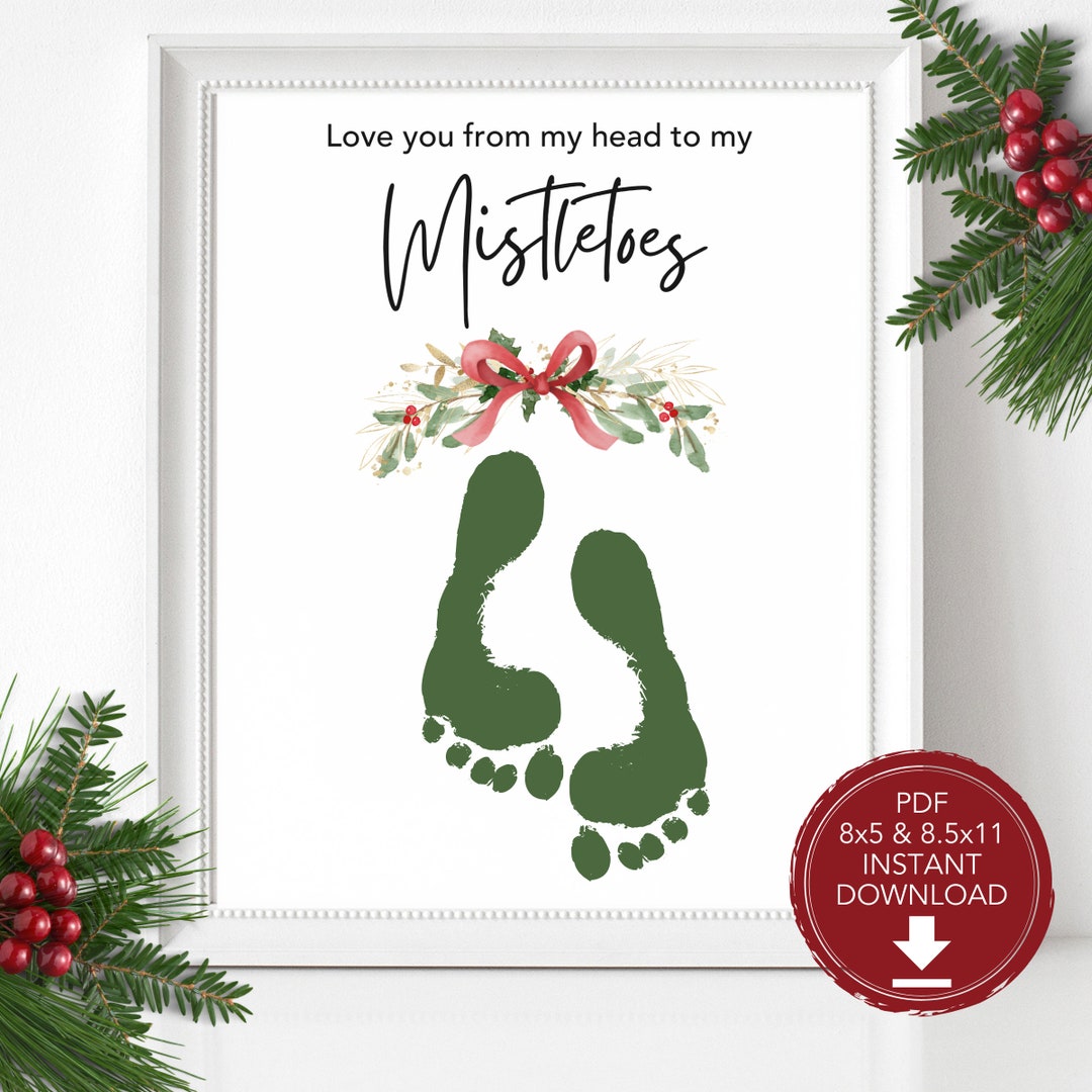 Mistletoe Handprint Kids Christmas Craft, Baby's First Christmas ...